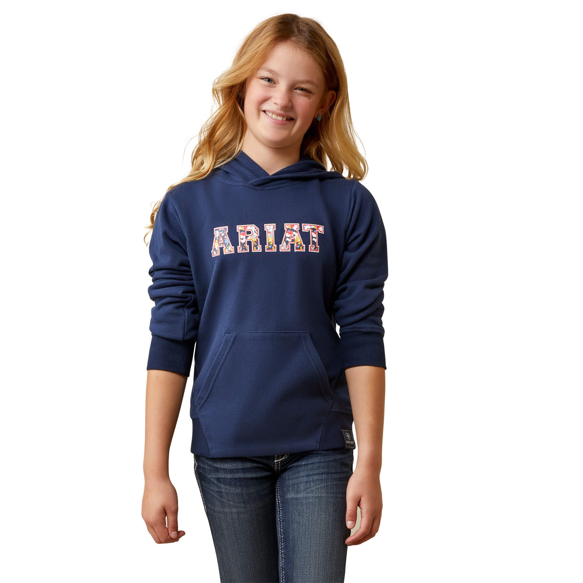 Ariat Youth 3D Logo 2.0 Hoodie (Navy/Red) - Cool Equestrian