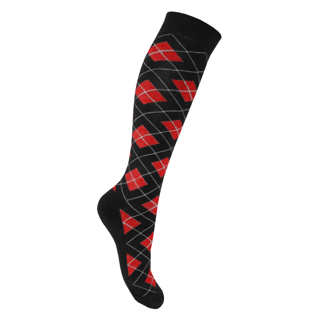 Mark Todd Women's Argyle & Stripe Long Socks Black & Red - Cool Equestrian