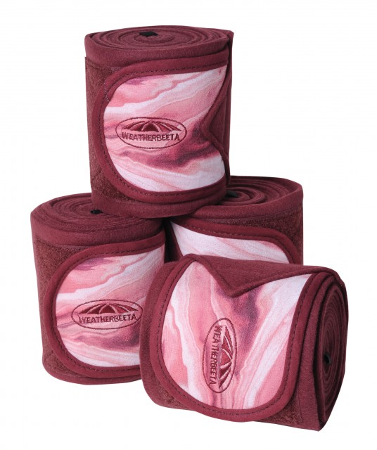 Weatherbeeta Marble Fleece Bandage 4 Pack (Burgundy Swirl Marble Print ...